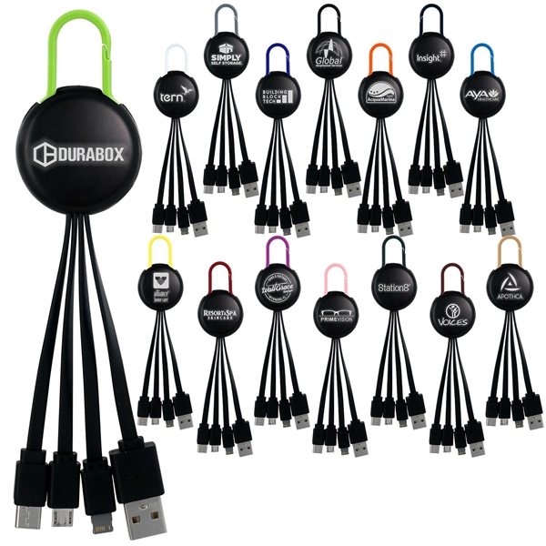 Promotional Light up logo Clip 3 in 1 Charging Cable