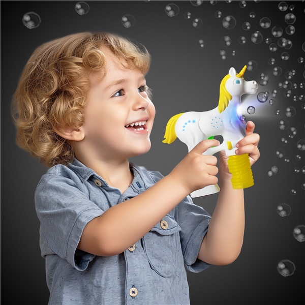 Promotional Magical White Unicorn LED Bubble Gun