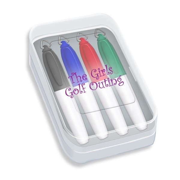 Mini Sharp Mark® Permanent Markers in Clear Plastic Box - 4 ct