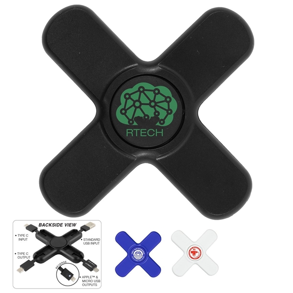 "PLAY & CHARGE 2.0" 5-in-1 Cell Phone Charging Cable Spinner with Type ...