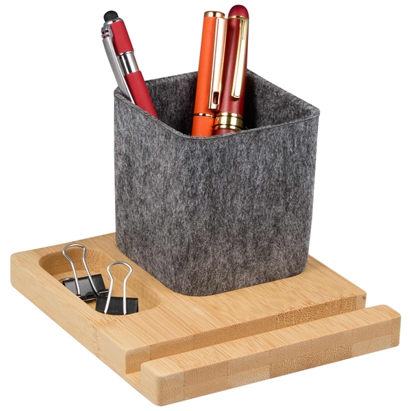 Promotional Recycled Felt & Bamboo Pen Holder