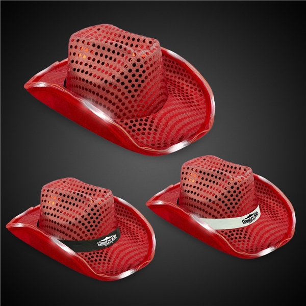 Promotional Red Sequin LED Cowboy Hat