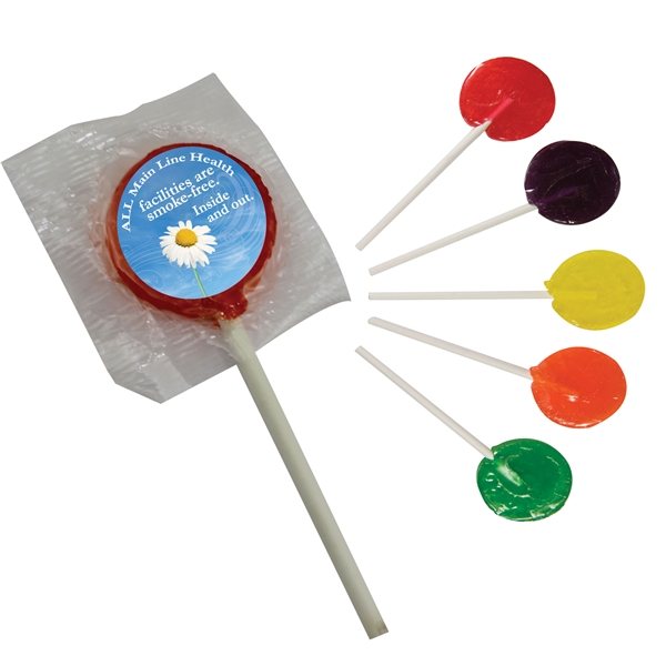 Promotional Round Candy Lollipop w/ Round Label