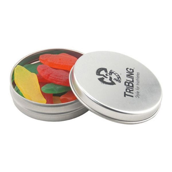 Promotional Round Tin with Swedish Fish