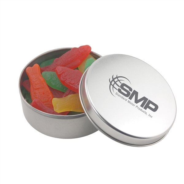 Promotional Round Tin with Swedish Fish
