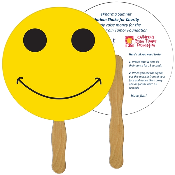 Promotional Smiley Face Fast Hand Fan (2 Sides) - Paper Products