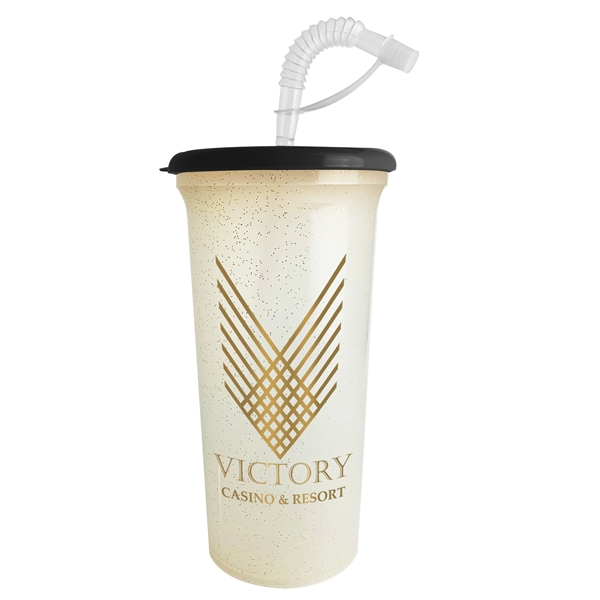 Promotional Super Sipper 32 oz Sport Sipper Cup with Gold Glitter