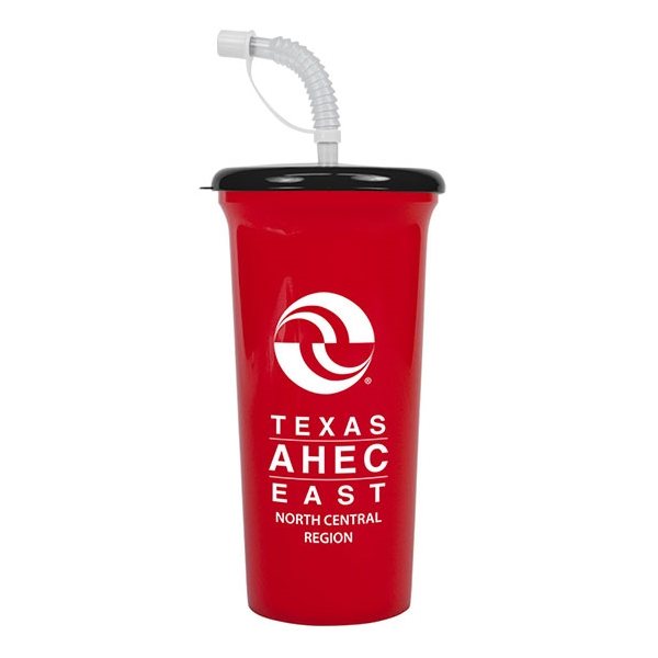Promotional Super Sipper - 32 oz Sport Sipper with Straw