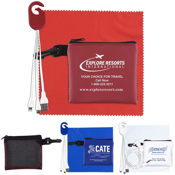 "TECHMESH HANG PRO" Mobile Tech Charging Cable Kit in Mesh Zipper Pack ...