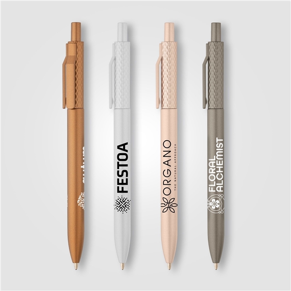 Vale Recycled Plastic Diamond Textured Metallic Pen - Black Dokumental Ink