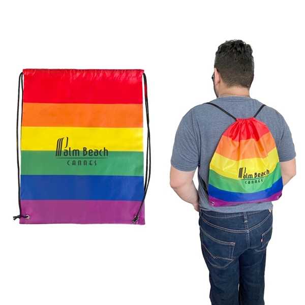 Promotional Vibrant Rainbow Drawstring Backpack