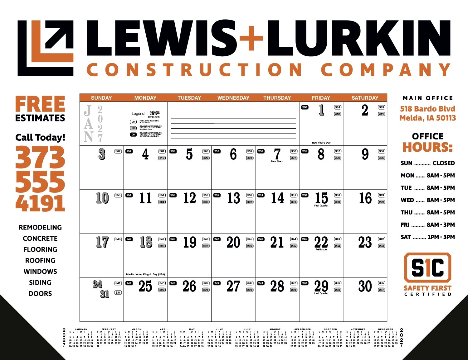 Promotional Contractor's Desk Pad Calendar